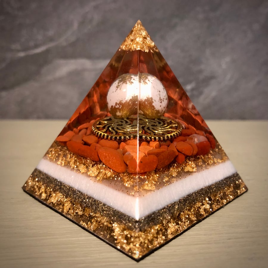 Crystal Energy Pyramid with Red Jasper and floa... - Folksy