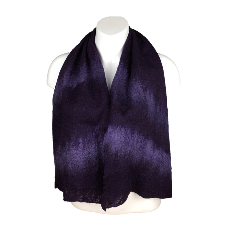 Purple wet felted merino wool scarf with lilac ... - Folksy