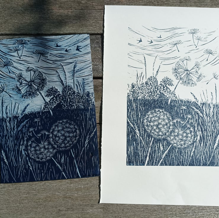 Linocut Print - The Wind Says Fly - Limited Edi... - Folksy