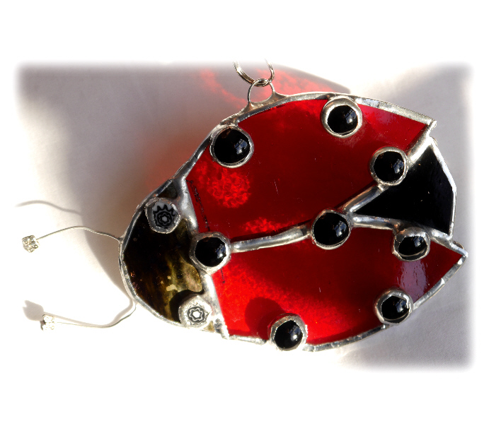 Ladybird Suncatcher Stained Glass Handmade Lady... - Folksy