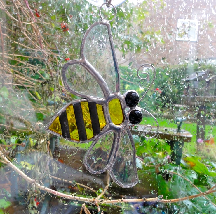 Stained Glass Bee Suncatcher - Folksy