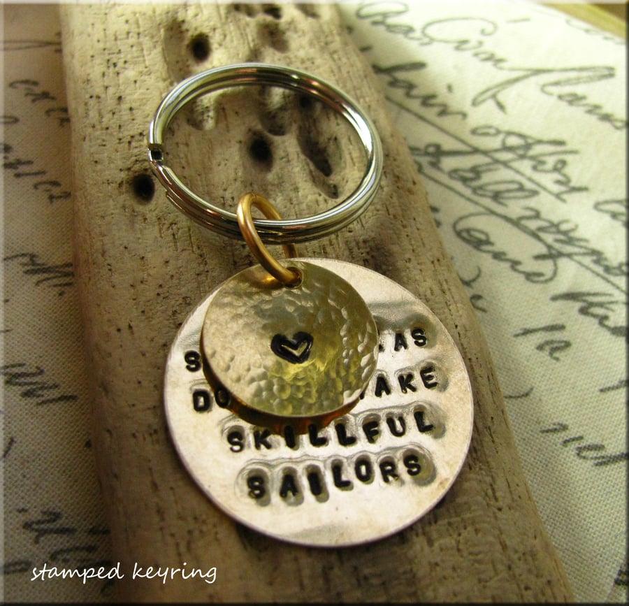 Stamped brass keyring - Folksy