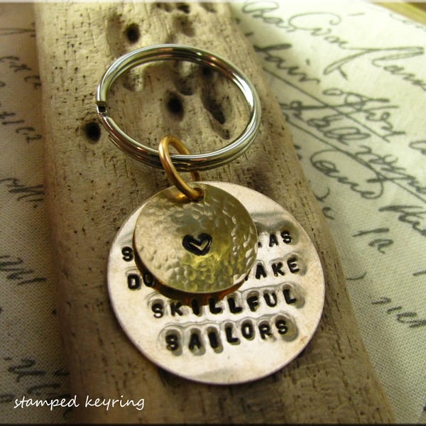 Stamped brass keyring - Folksy