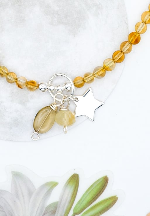Celestial Citrine Gemstone Beaded Necklace, Cel... - Folksy