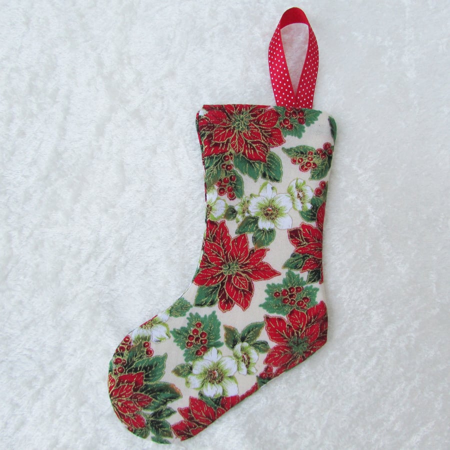 Small Christmas stocking tree decoration - crea... - Folksy