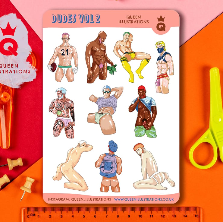 DUDES sticker sheet vol 2, waterproof vinyl gay... - Folksy