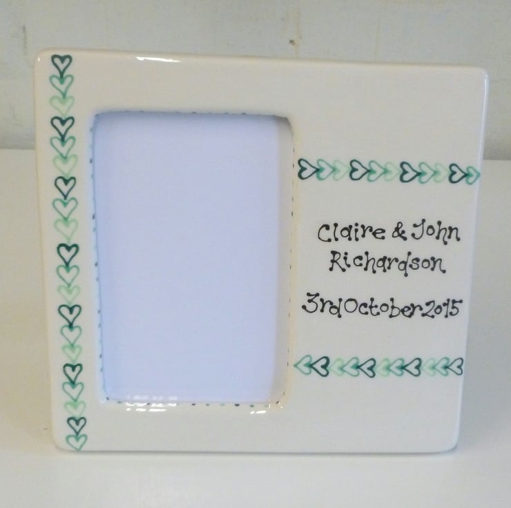 Personalised Ceramic Wedding Photo frame - Folksy