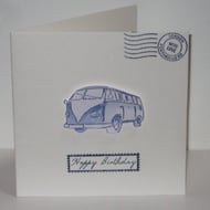 VW Camper Van Birthday Card - Folksy