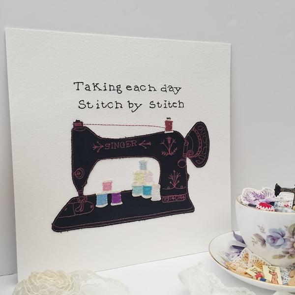 Singer Sewing Machine Embroidered Art - Folksy