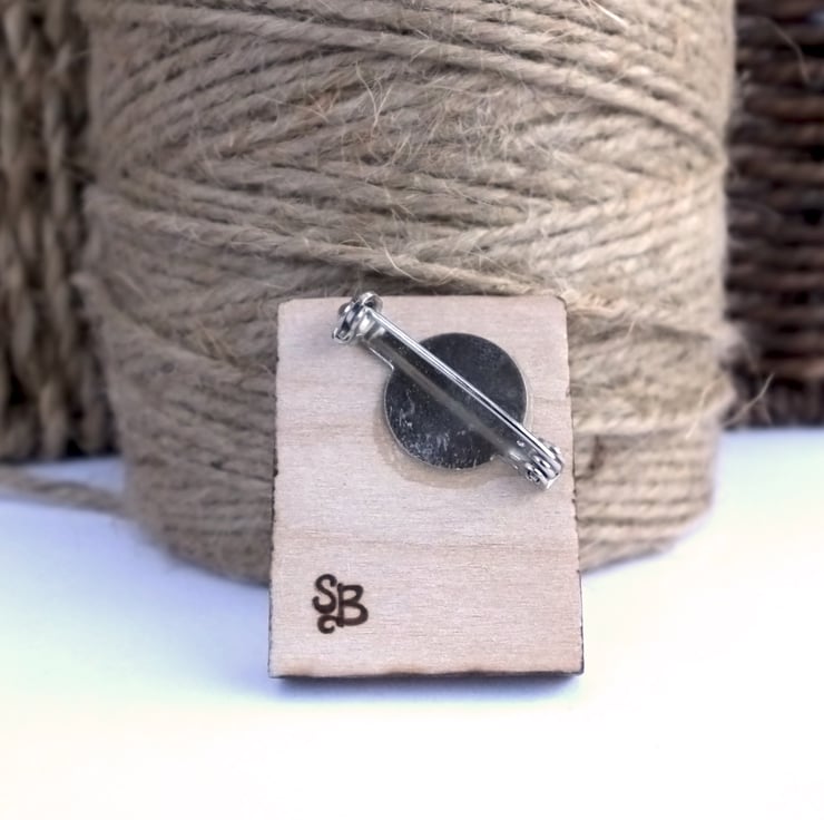 Wooden pyrography book shaped bookshelf brooch ... - Folksy