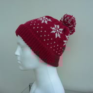 Snowflake Design Bobble Hat - Folksy