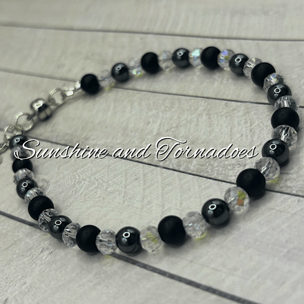 Handmade Obsidian & Hematite Cross Bracelet... - Folksy