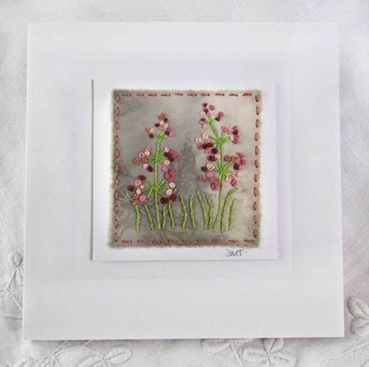 ECO PRINT HAND EMBROIDERED CARD FLOWERS - Folksy