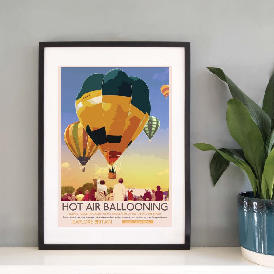 Hot Air Ballooning, UK Travel Print from Silver... - Folksy