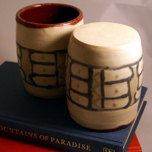 Set of two tea beakers with aztec motif - glaze... - Folksy