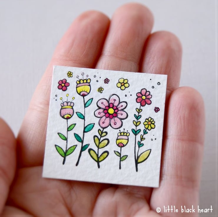 spring blooms and blossom - miniature artwork - Folksy