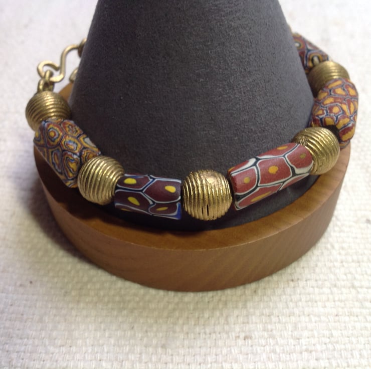 Unusual man's bead bracelet with new brass and ... - Folksy