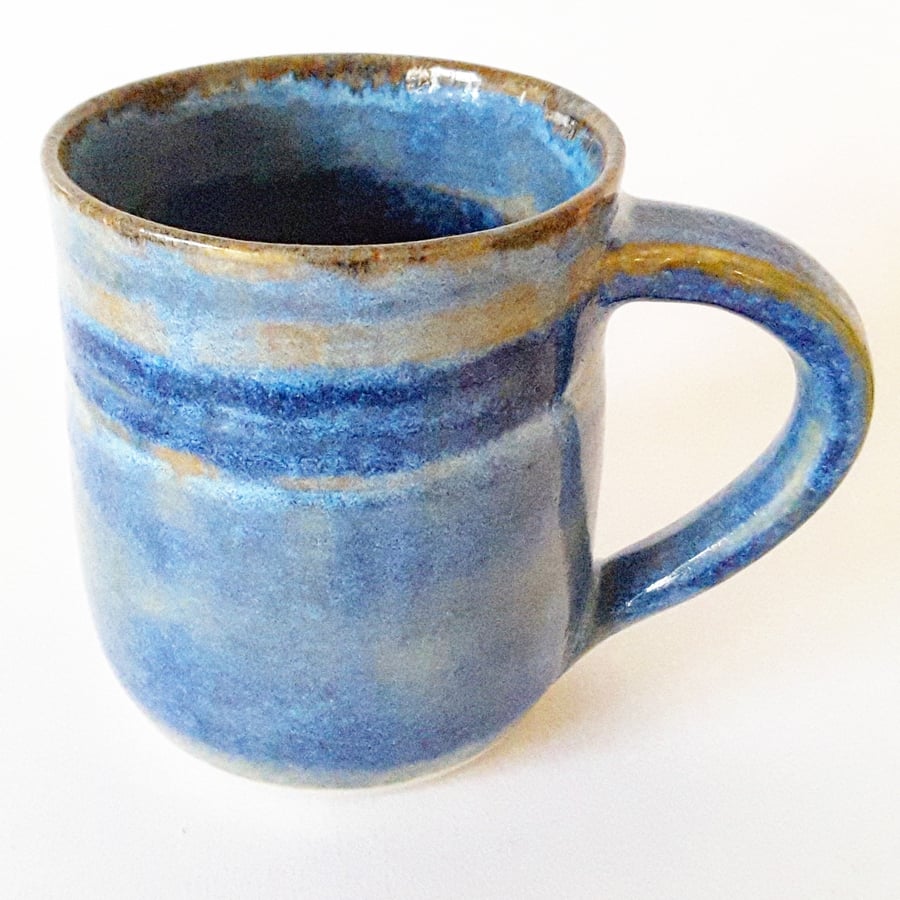 Ceramic Mug in Blue Glazes - Folksy