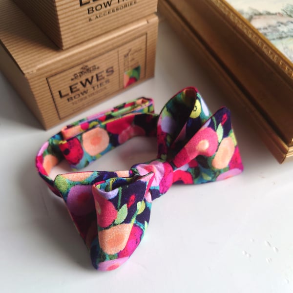 Pink and purple abstract bow tie - Folksy