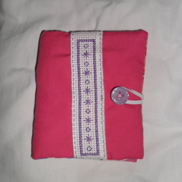 Sewing Needle Case - Pink with purple cross sti... - Folksy