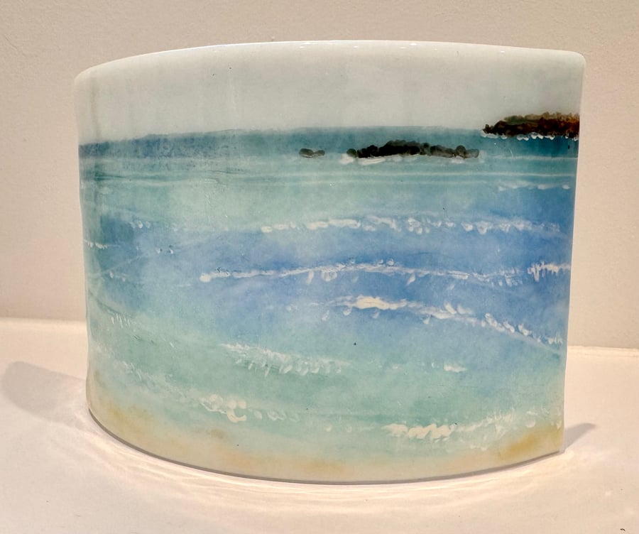 Fused glass curved seascape - Folksy