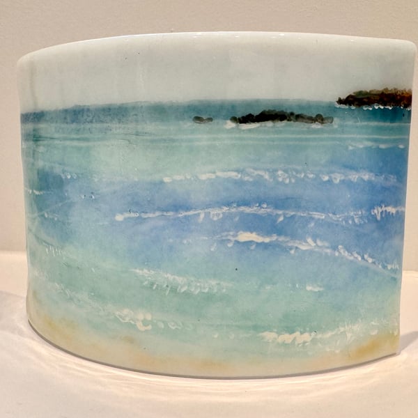 Fused glass curved seascape - Folksy
