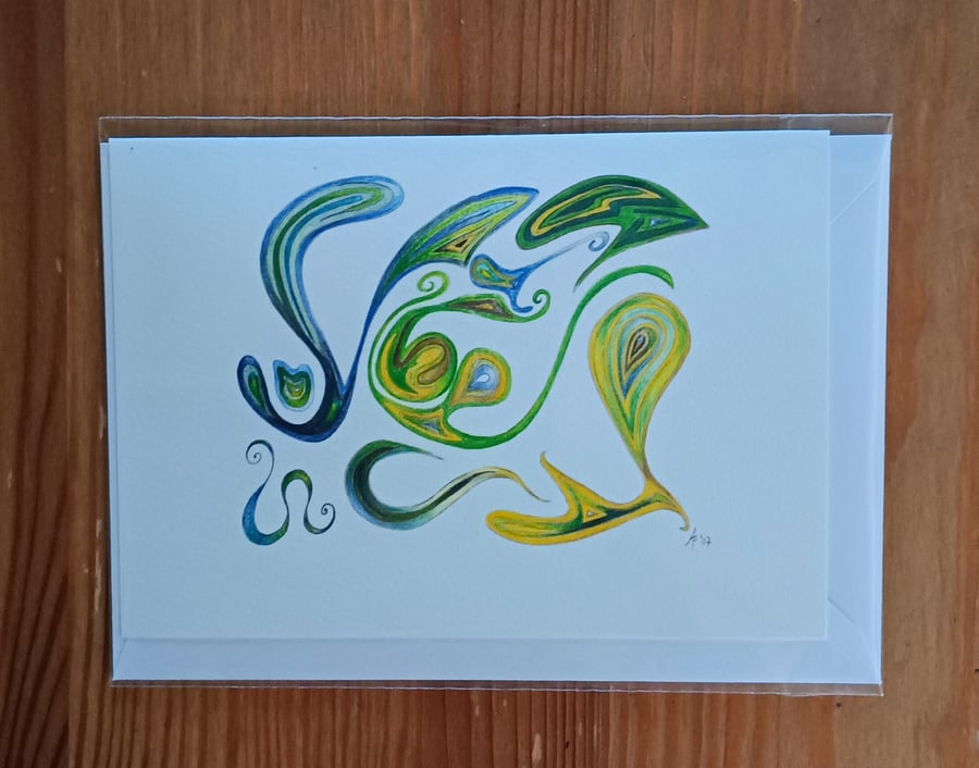 Movement in Green handmade card of a contempora... - Folksy