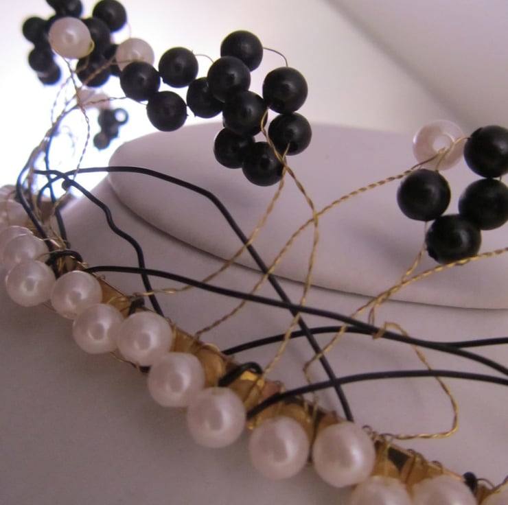 Black and White Wirework Tiara - Folksy