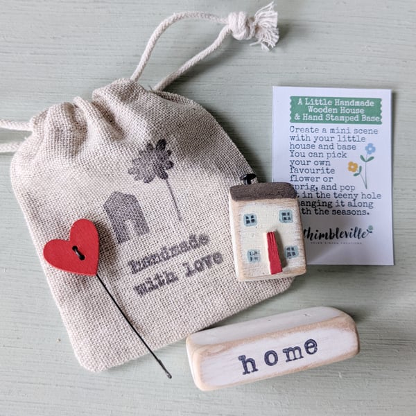 Little Wooden Handmade House and Base in a Bag ... - Folksy