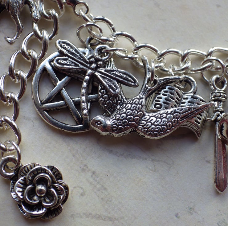 Handmade Silver Plated Pagan Charm Bracelet, Lo... - Folksy