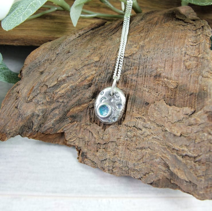 Turquoise Planet & Night Sky Pendant Recyle... - Folksy
