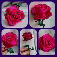 Gorgeous Handmade Hot Pink Ribbon Rose - Long S... - Folksy