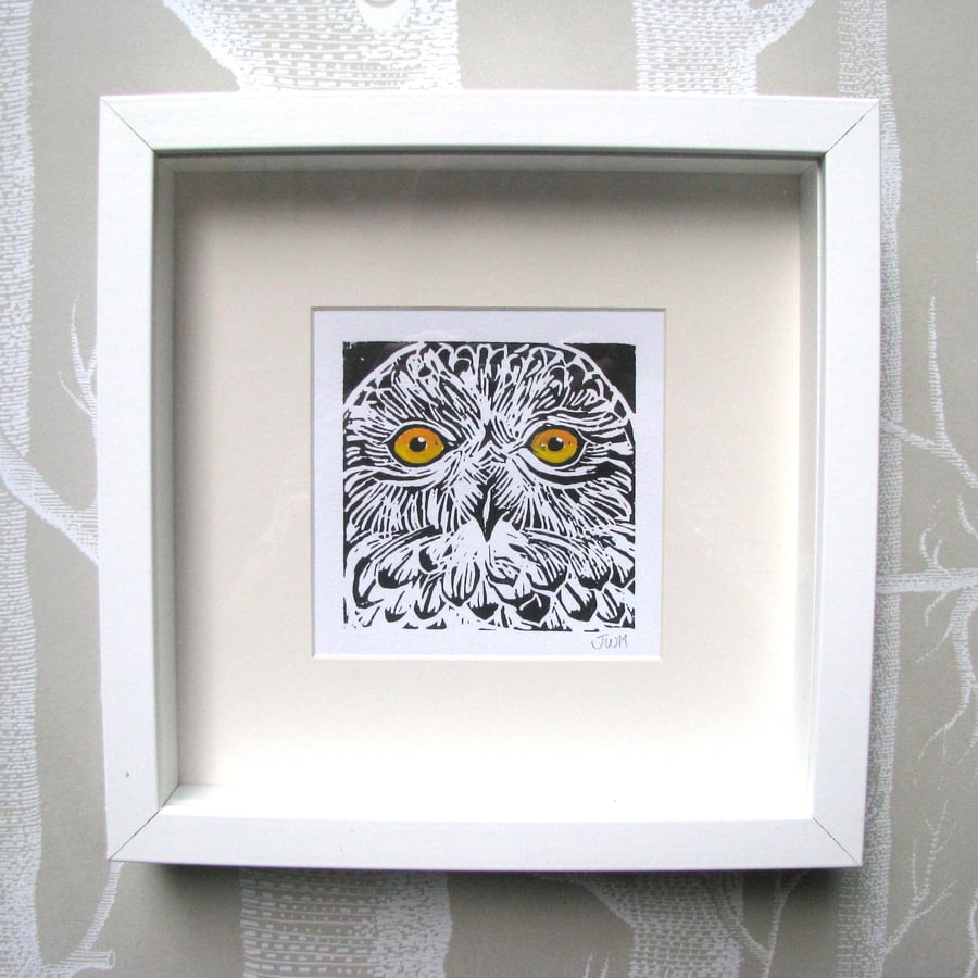 'Snowy Owl' Original Lino Print - Folksy
