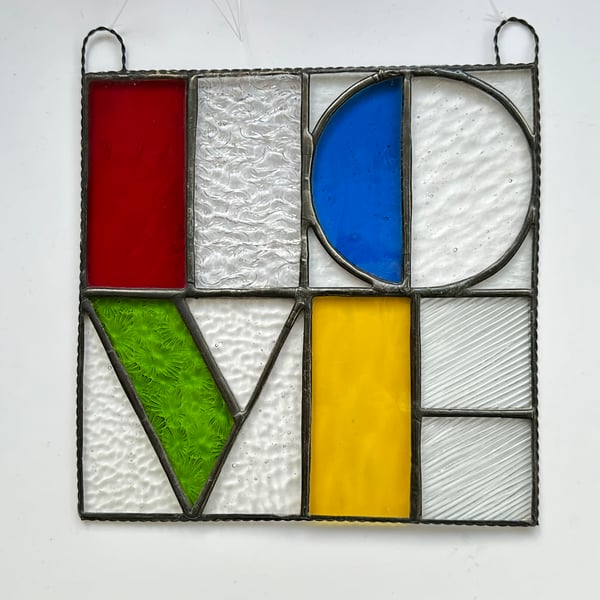 Stained Glass Abstract Love Panel - Handmade Ha... - Folksy