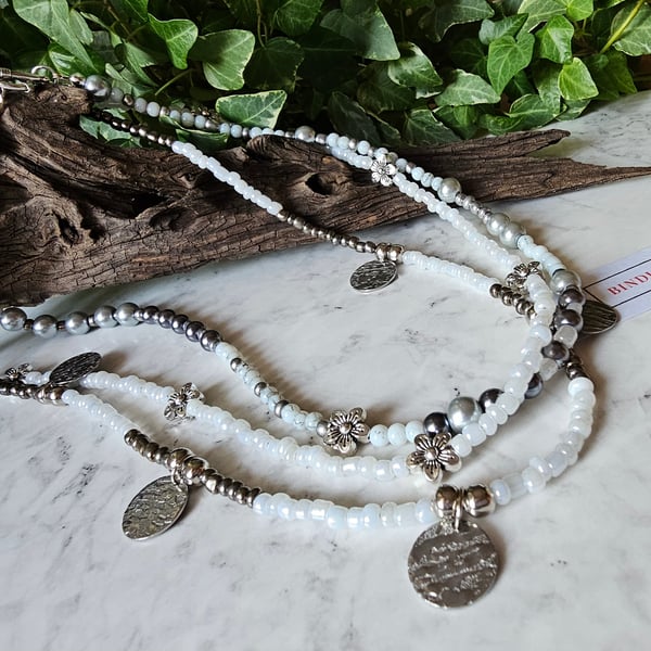 Multi strand bead necklace, stacking, layered, ... - Folksy