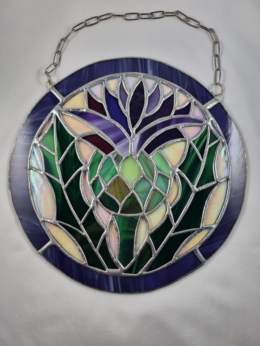 500 - Stained glass large single thistle - hand... - Folksy
