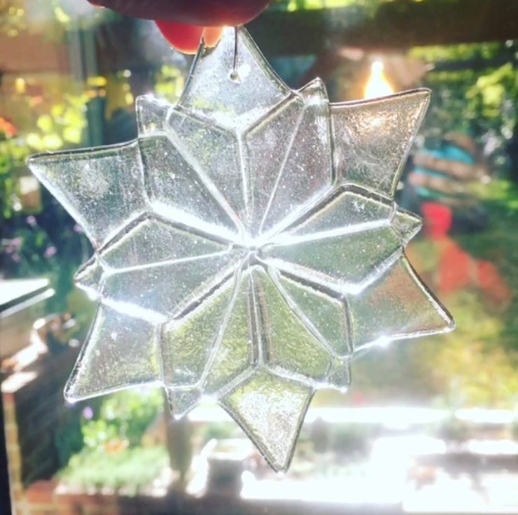 Fused Glass Clear Star Hanging - Handmade Glass... - Folksy