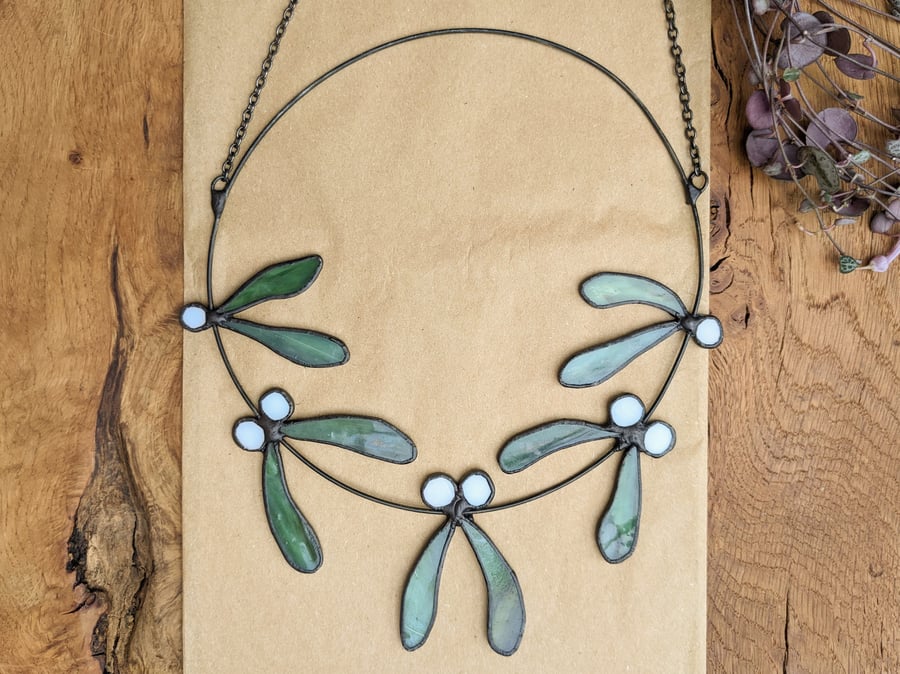 Stained Glass Mistletoe Wreath, Christmas Wreat... - Folksy