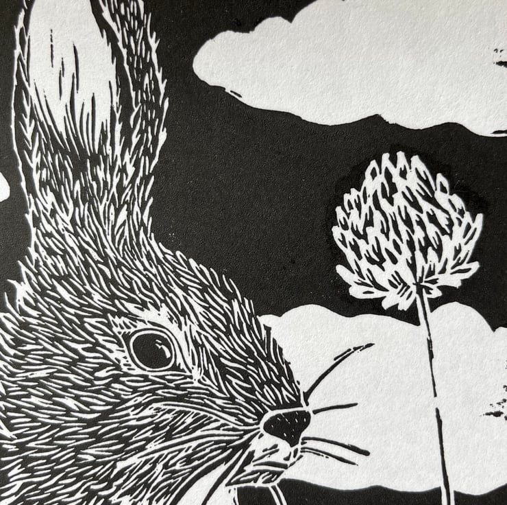 "Rabbit in Clover" open edition lino ... - Folksy