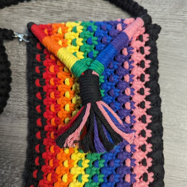 Macrame cross-body bag - rainbow - Folksy