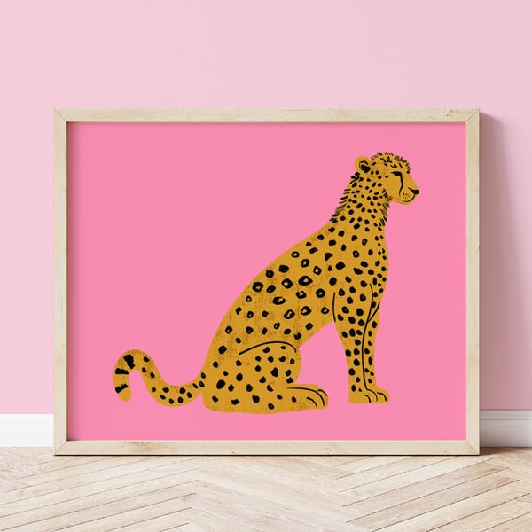 Sitting Leopard A4 Art Print - Folksy