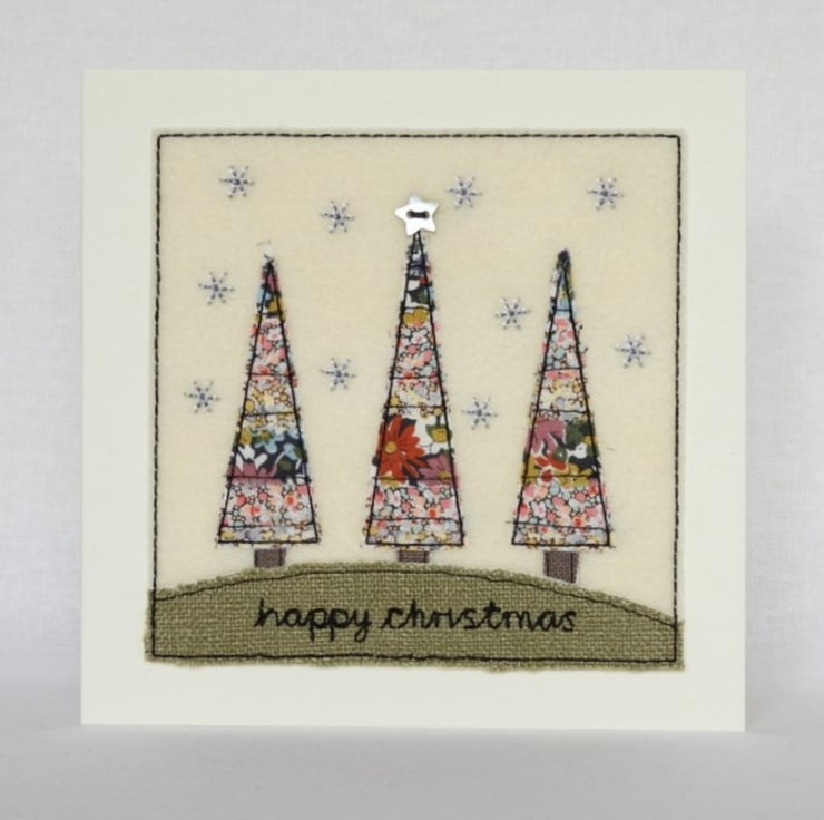 Liberty Trees Christmas Card - Textile Christma... - Folksy