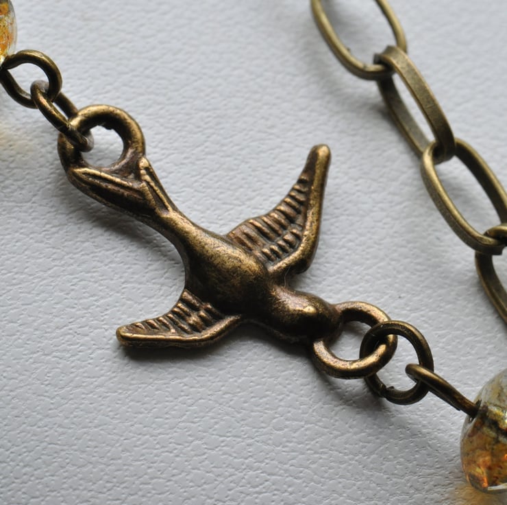 RESERVED FOR KAY Jasper Necklace with Bird Conn... - Folksy