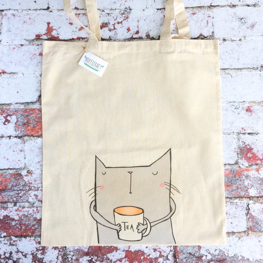 The cat that Drinks Tea Bag - Folksy