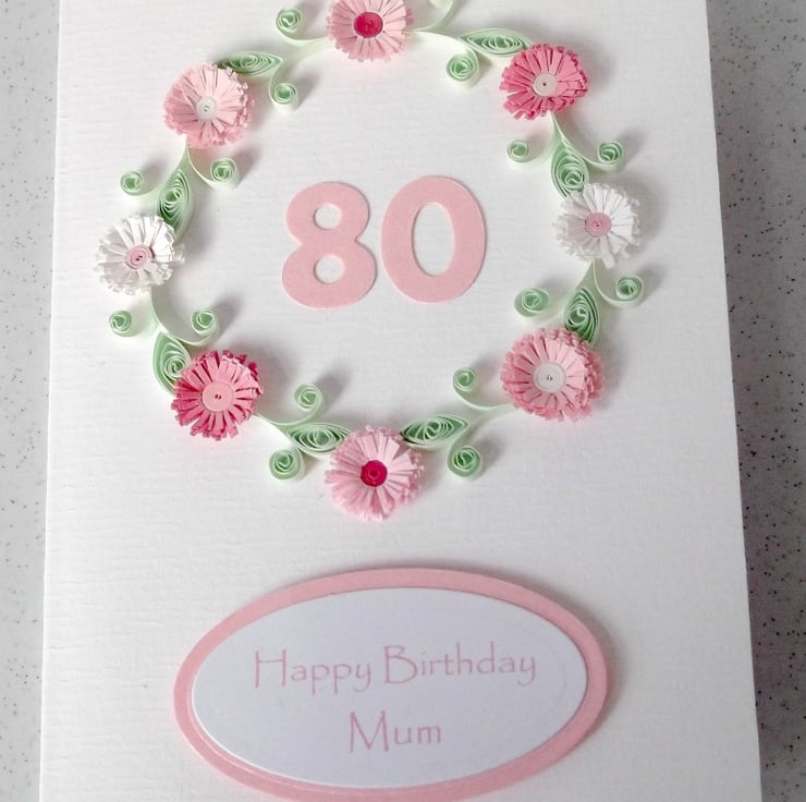 80th birthday card, personalised with your message - Folksy