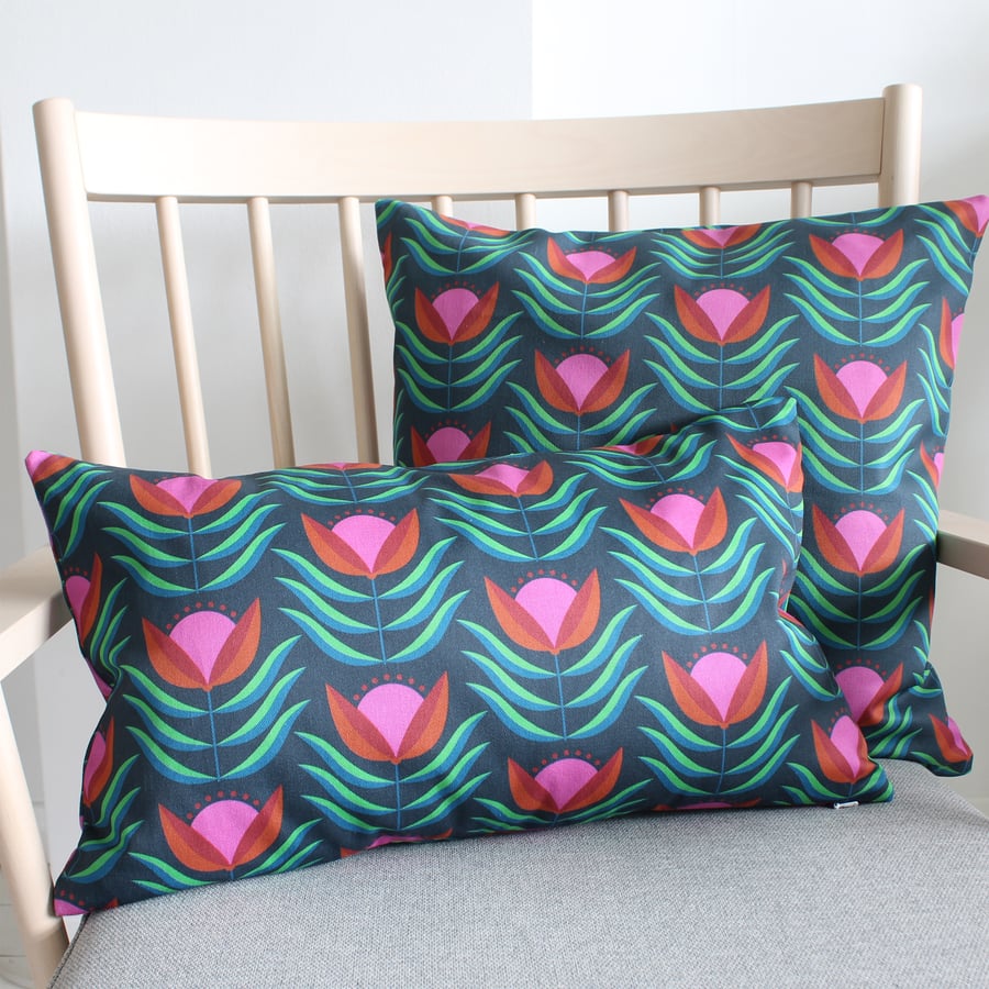 70s Retro Floral Cushion Cover - Folksy