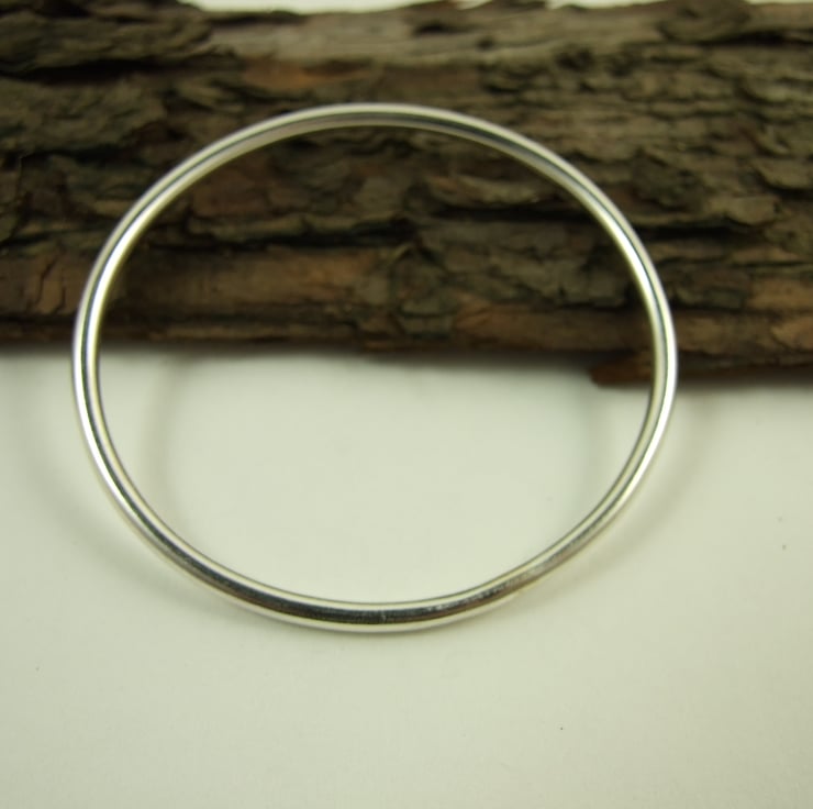 Sterling Silver Heavy Smooth Oval Bangle - Folksy