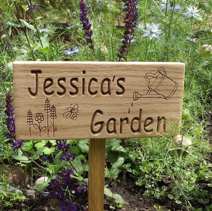 Garden plaque Carved Oak personalised Plaque Ou... - Folksy