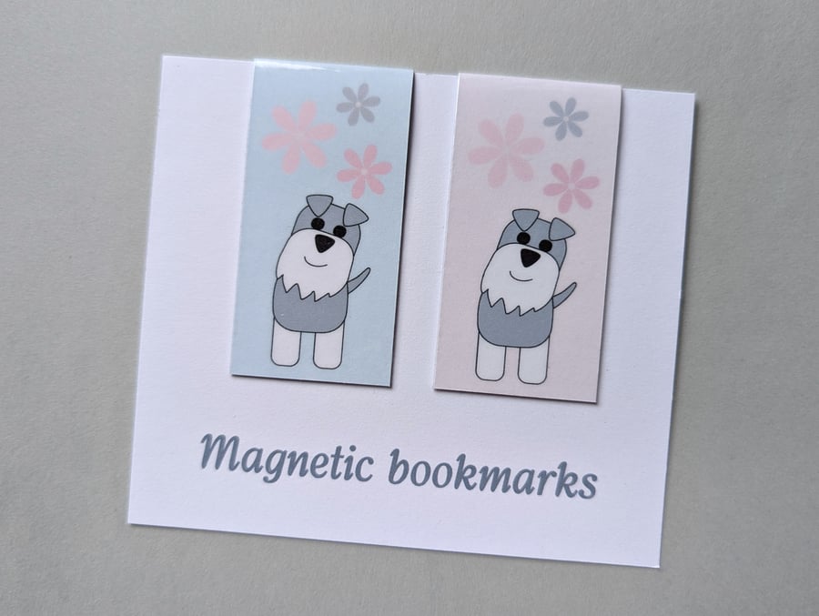 Schnauzer magnetic bookmarks, dog bookmarks - Folksy