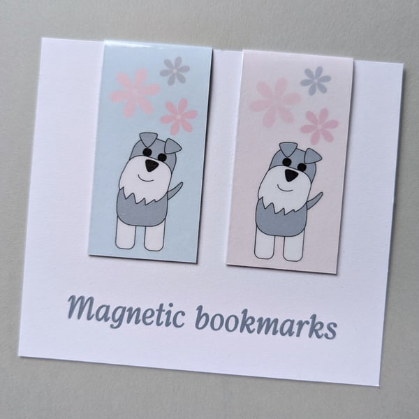 Schnauzer magnetic bookmarks, dog bookmarks - Folksy